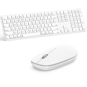 bluetooth keyboard and mouse for mac, omoton wireless keyboard and mouse combo, multi-device keyboard with numeric keypad for macbook pro/air, imac, imac pro, mac mini, mac pro laptop and pc (white)