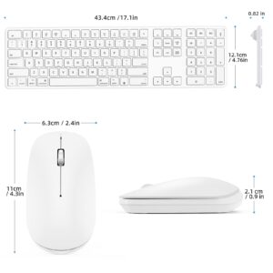 Bluetooth Keyboard and Mouse for Mac, OMOTON Wireless Keyboard and Mouse Combo, Multi-Device Keyboard with Numeric Keypad for MacBook Pro/Air, iMac, iMac Pro, Mac Mini, Mac Pro Laptop and PC (White)