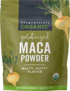 viva naturals organic maca powder - gelatinized maca powder organic, pervuian superfood traditionally used for energy, certified organic, gluten-free & non-gmo, 16 oz (1 lb) bag