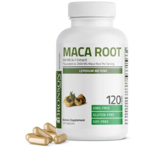 bronson maca root (from 500mg 4:1 extract equivalent to 2000mg per serving), lepidium meyenii - non-gmo, 120 vegetarian capsules