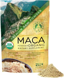 zen spirit maca root powder organic - peruvian root premium grade superfood (raw) - usda & vegan certified - 1 bag (8oz) - perfect for breakfast, smoothies, baking & ice cream.