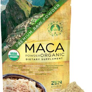 Zen Spirit Maca Root Powder Organic - Peruvian Root Premium Grade Superfood (Raw) - USDA & Vegan Certified - 1 Bag (8oz) - Perfect for Breakfast, Smoothies, Baking & Ice Cream.