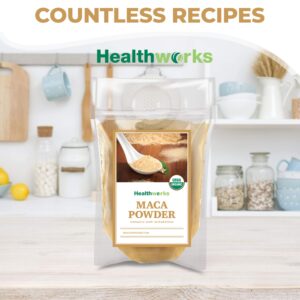 Healthworks Maca Powder Raw (32 Ounces / 2 Pounds) | Certified Organic Flour Use | Keto, Vegan & Non-GMO | Premium Peruvian Origin | Breakfast, Smoothies, Baking & Coffee