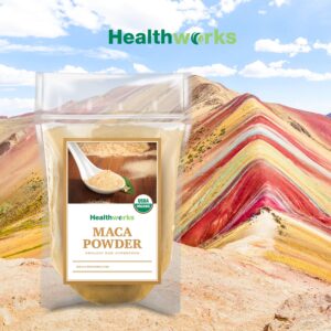 Healthworks Maca Powder Raw (32 Ounces / 2 Pounds) | Certified Organic Flour Use | Keto, Vegan & Non-GMO | Premium Peruvian Origin | Breakfast, Smoothies, Baking & Coffee