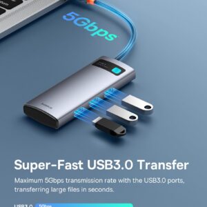 Baseus USB C to HDMI Adapter, 4K@60Hz USB C Docking Station, 7 in 1 USB C Hub with 3 USB-A, PD 100W, TF/SD Card Reader, USB C Dock Compatible for iPhone 15/Mac/Dell/Acer/HP/ASUS/Steam Deck/Rog Ally