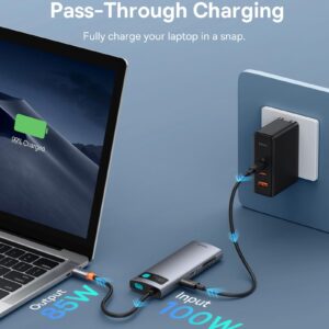 Baseus USB C to HDMI Adapter, 4K@60Hz USB C Docking Station, 7 in 1 USB C Hub with 3 USB-A, PD 100W, TF/SD Card Reader, USB C Dock Compatible for iPhone 15/Mac/Dell/Acer/HP/ASUS/Steam Deck/Rog Ally