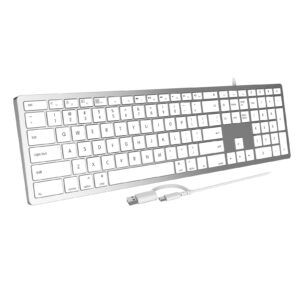 acebaff keyboard for mac,compatible apple keyboard with large keys,full size computer keyboards with 20 multimedia shortcut keys, usb a/usb c wired keyboard for apple mac pro/mini,macbook pro/air,imac