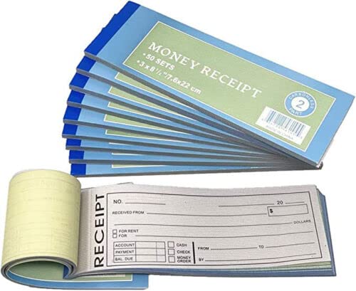 50 Sets per Book Rent, Receipt Book New Sales Order Money Receipt Record Book 2-Part, Carbonless (1)