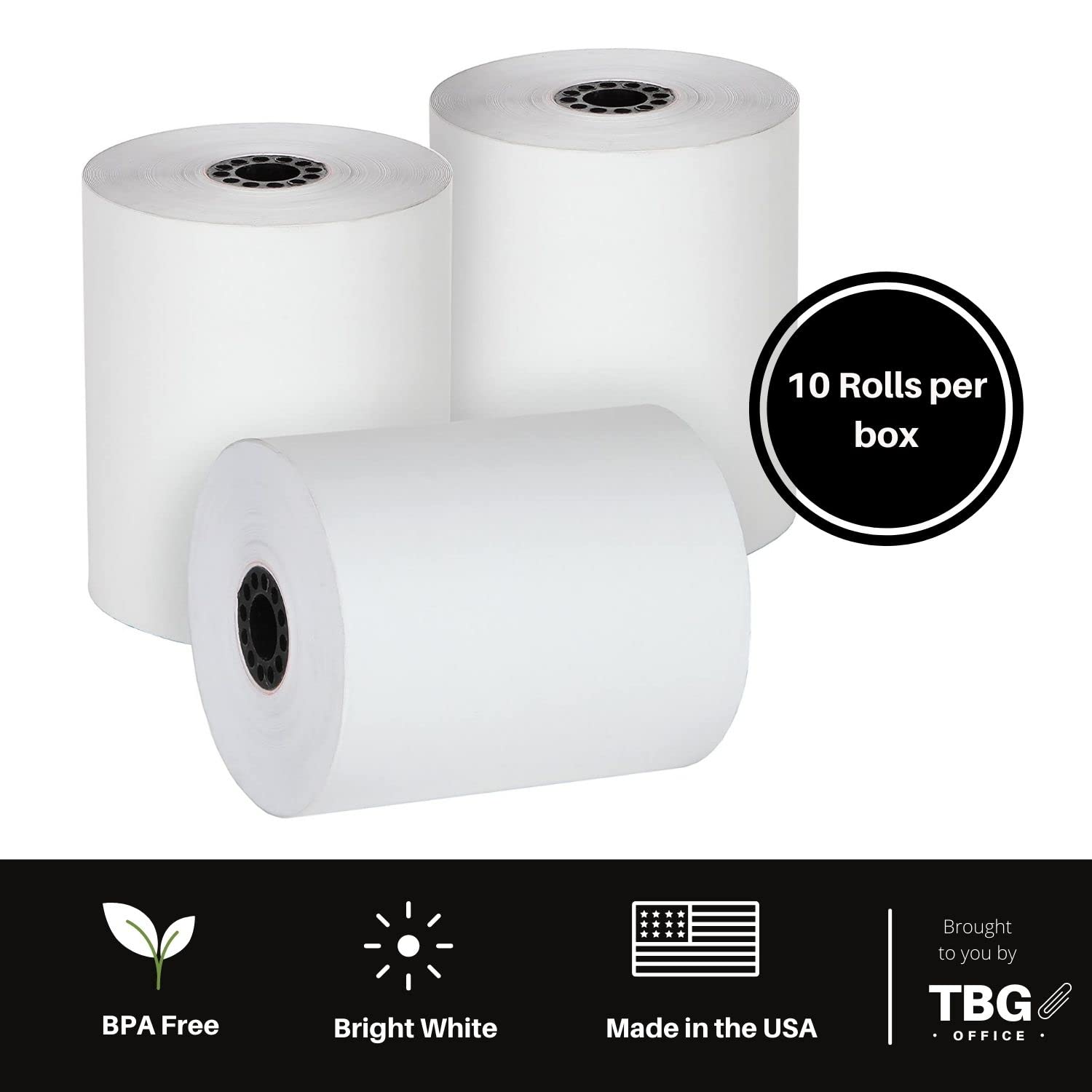 3 1/8” x 230' Thermal Paper Rolls - BPA FREE – MADE IN USA - Receipt paper rolls – Point of Sale Cash Register - Thermal printer paper - Credit Card Paper - for POS systems (1 Case - 10 Rolls)