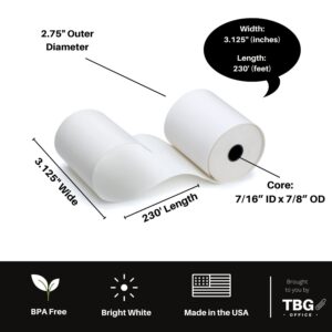 3 1/8” x 230' Thermal Paper Rolls - BPA FREE – MADE IN USA - Receipt paper rolls – Point of Sale Cash Register - Thermal printer paper - Credit Card Paper - for POS systems (1 Case - 10 Rolls)