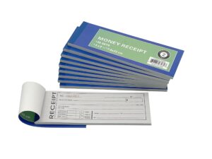 cotton fly 10 pack cash money & rent receipt book, receipt invoice book carbonless copy duplicate 2 parts 50 sets 8.5" x 2.75