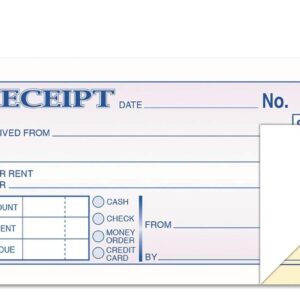 1InTheOffice Money and Rent Receipt, 2-3/4 x 7-3/16 Inches, 3-Parts, Carbonless, White/Canary, 50 Sets per Book (2 Pack)