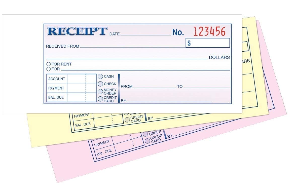 1InTheOffice Money and Rent Receipt, 2-3/4 x 7-3/16 Inches, 3-Parts, Carbonless, White/Canary, 50 Sets per Book (2 Pack)