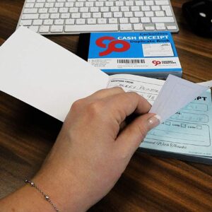 Cherry Carbonless Cash Receipt Book, 3-Part, with Loose-Leaf Writing Shield, A6 (4.1 x 5.8 Inches) 50 Sets, Unnumbered