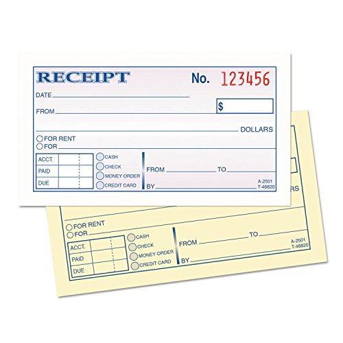 TOPS Money Receipt Book, 2-Part, Carbonless, 2 5/8 x 5 3/8 Inches, 50 Sheets, White and Canary, (46820)