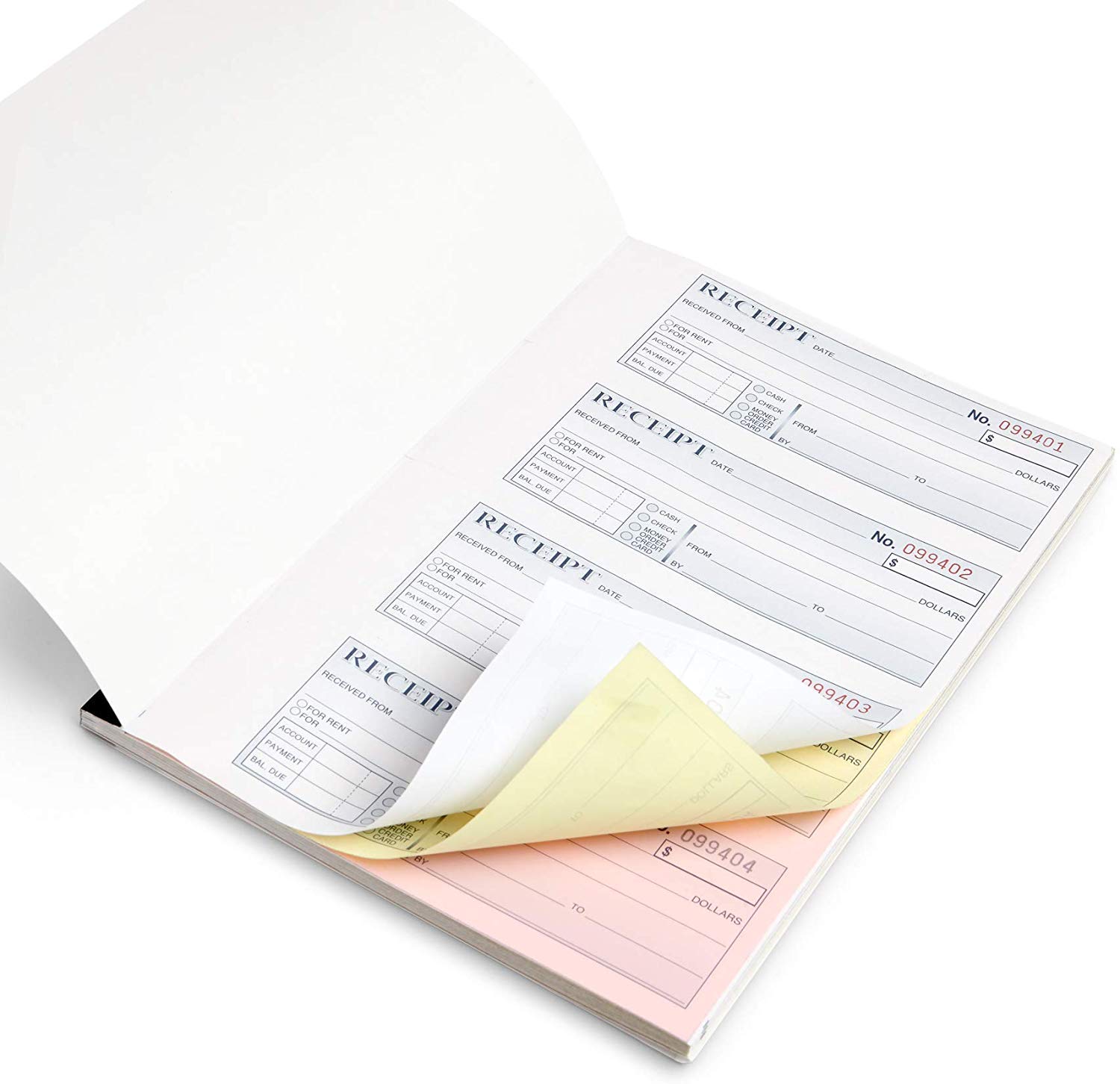 Blue Summit Supplies Triplicate Receipt Book, 100 per Book, 500 Total, 5 Pack, 3 Part Carbonless Payment Receipt Books for Money, Rent, or Cash with White/Yellow/Pink Copies, 11 x 7.5 inch,