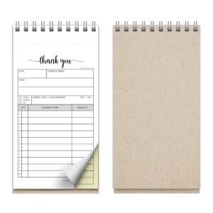 321done thank you receipt book, 3.4x5.5 2-part carbonless spiral bound - made in usa, receipt book with carbon copies for small business, 50 white/yellow pages