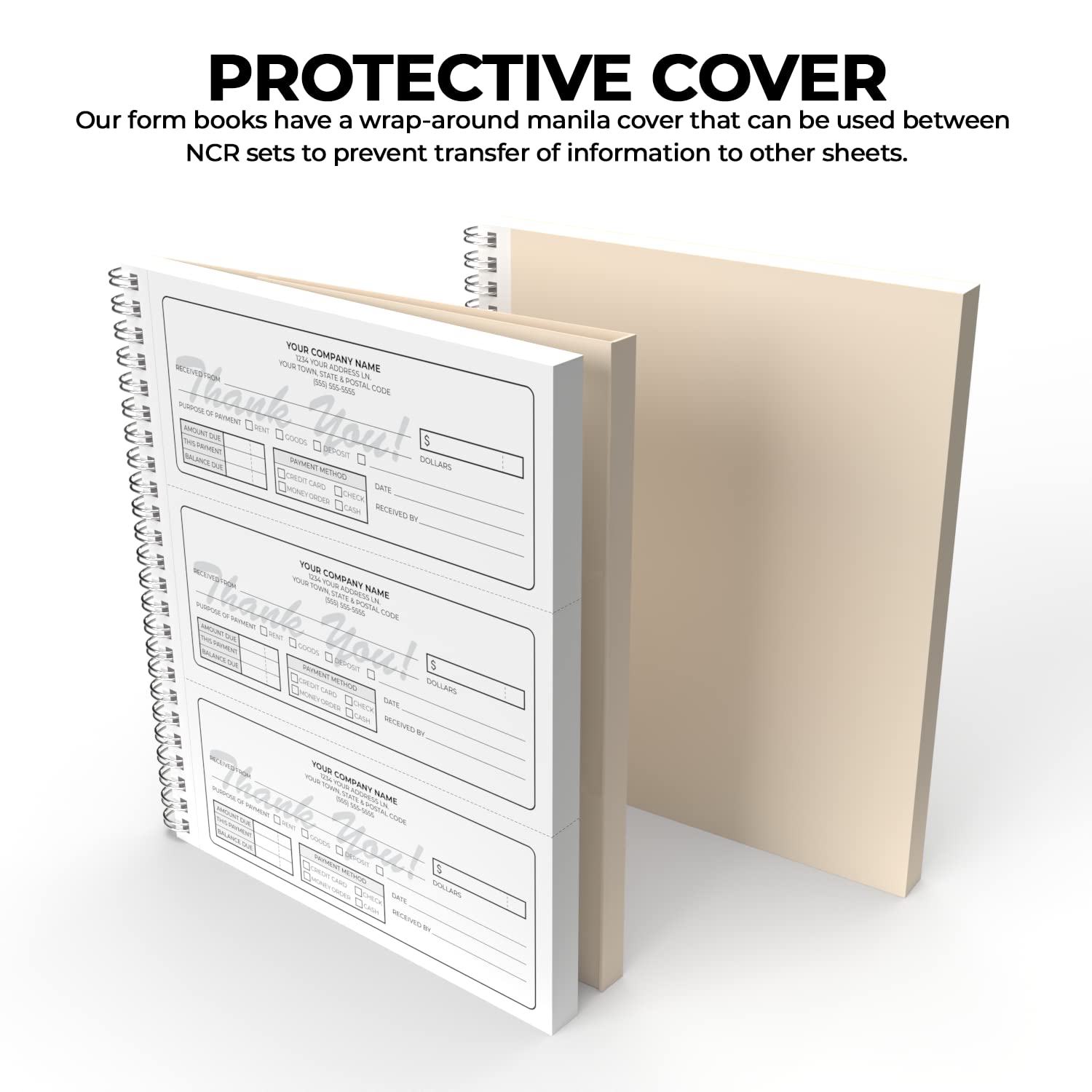 Custom 8.5" x 7" (3 Per Page) Carbonless NCR Books in 2-Part Duplicate Invoices, Receipts, Work Orders, Sales Orders, Purchase Orders, Estimates, Quote Forms with Your Company/Business Name (300 Sets)