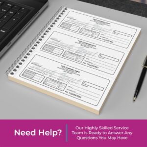 Custom 8.5" x 7" (3 Per Page) Carbonless NCR Books in 2-Part Duplicate Invoices, Receipts, Work Orders, Sales Orders, Purchase Orders, Estimates, Quote Forms with Your Company/Business Name (300 Sets)