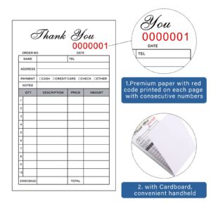 10 Pack Thank You Receipt Book, 3.4x5.5" Handheld 2-Part Carbonless Sales Invoice Book, Invoice Pad with Cardboard for Small Boutique Business, (50 Sets * 10Pack)