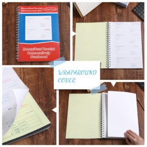 Crtiin 6 Pcs Money and Rent Receipt Book 2 Part Carbonless Receipt Book with Carbon Copies Spiral Bound Cover Receipt Log Book 200 Sets Per Book 4 Receipts Per Page (7-5/8)