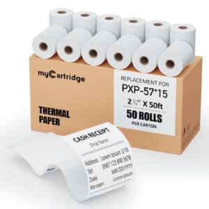 mycartridge 2 1/4 x 50 receipt paper (50 rolls) bpa free cash register pos receipt paper 58mm business source receipt paper is suitable for 58mm pos printer, square terminal credit card machines