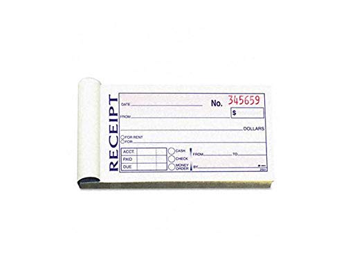 1InTheOffice Money and Rent Receipt, 2-3/4 x 5-3/8 Inches, 2-Parts, Carbonless, White/Canary, 50 Sets per Book (3 Books)