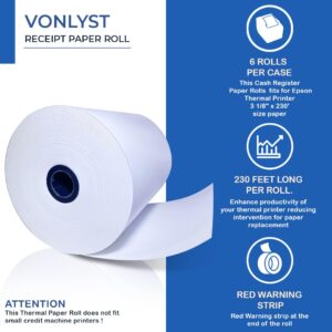 Vonlyst 3 1/8 x 230 Thermal Paper Receipt Roll for Epson Printer (Pack 12 rolls)