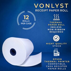 Vonlyst 3 1/8 x 230 Thermal Paper Receipt Roll for Epson Printer (Pack 12 rolls)