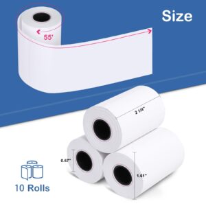 Razuvo 2 1/4 x 55 Thermal Paper Receipt Roll-Compatible with Clover Mini Flex Verifone VX520 Ingenico ICT220 ICT250 FD400, POS/Cash Register, Fits All Credit Card Terminals, BPA Free, 10 Rolls