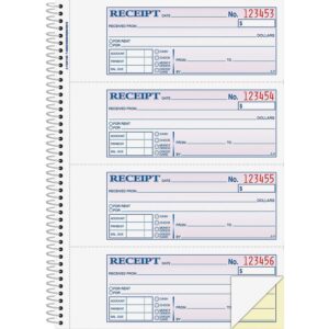 adams sc1182 money/rent receipt book, 2-part, spiral-bound, 200 sets/book