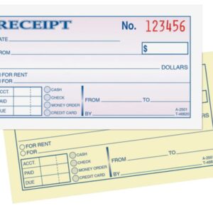 1InTheOffice Money and Rent Receipt, 2-3/4 x 5-3/8 Inches, 2-Parts, Carbonless, White/Canary, 50 Sets per Book (4 Books)