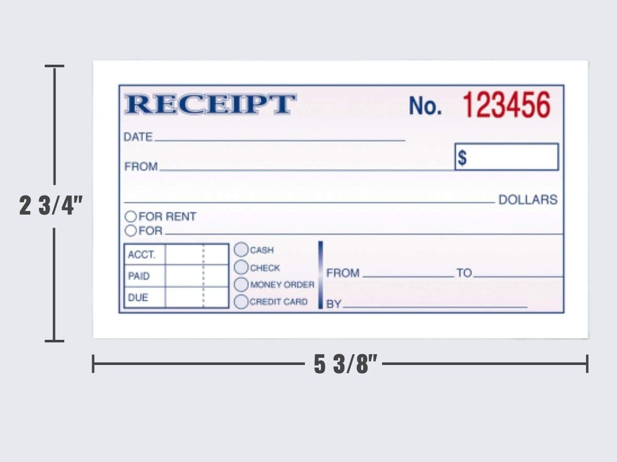 1InTheOffice Money and Rent Receipt, 2-3/4 x 5-3/8 Inches, 2-Parts, Carbonless, White/Canary, 50 Sets per Book (4 Books)