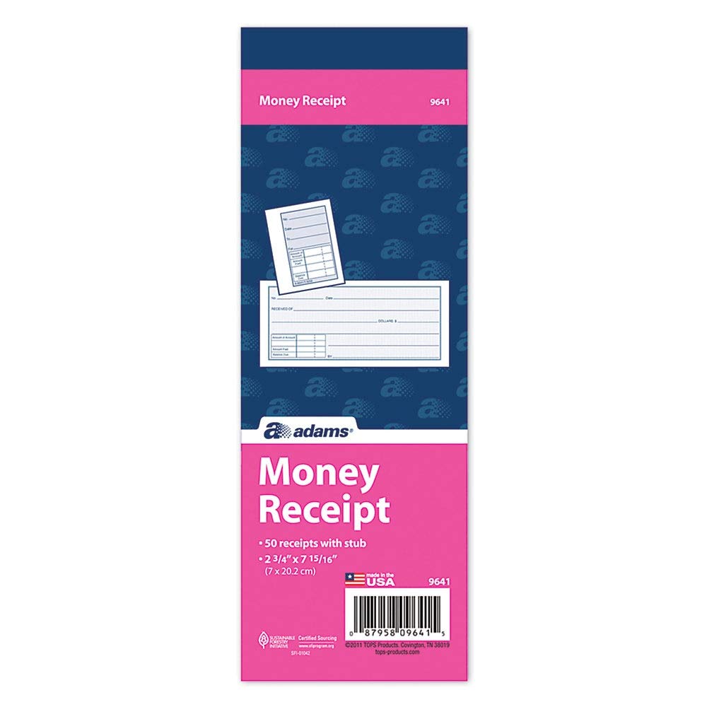 Adams Money Receipt Book With Stub, 5 15/16in. x 2 3/4in., Pack Of 5