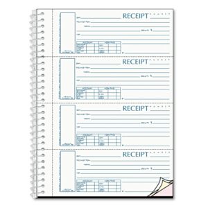 rediform s16444wcl spiralbound unnumbered money receipt book 2 3/4 x 7 three-part 120 sets/book