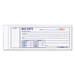 rediform-blueline 2-3/4" x 7" carbonless triplicate money receipt book (8l802)