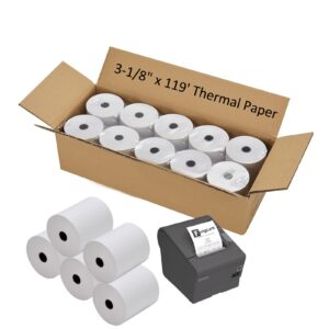 funglam thermal receipt paper rolls 3-1/8" x 119' thermal paper cash register pos receipt paper (10 rolls)