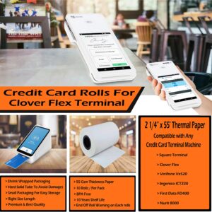 Clover Flex Receipt Paper 2 1/4 x 55 (10 rolls - 55 GSM) Thermal Paper from BuyRegisterRolls