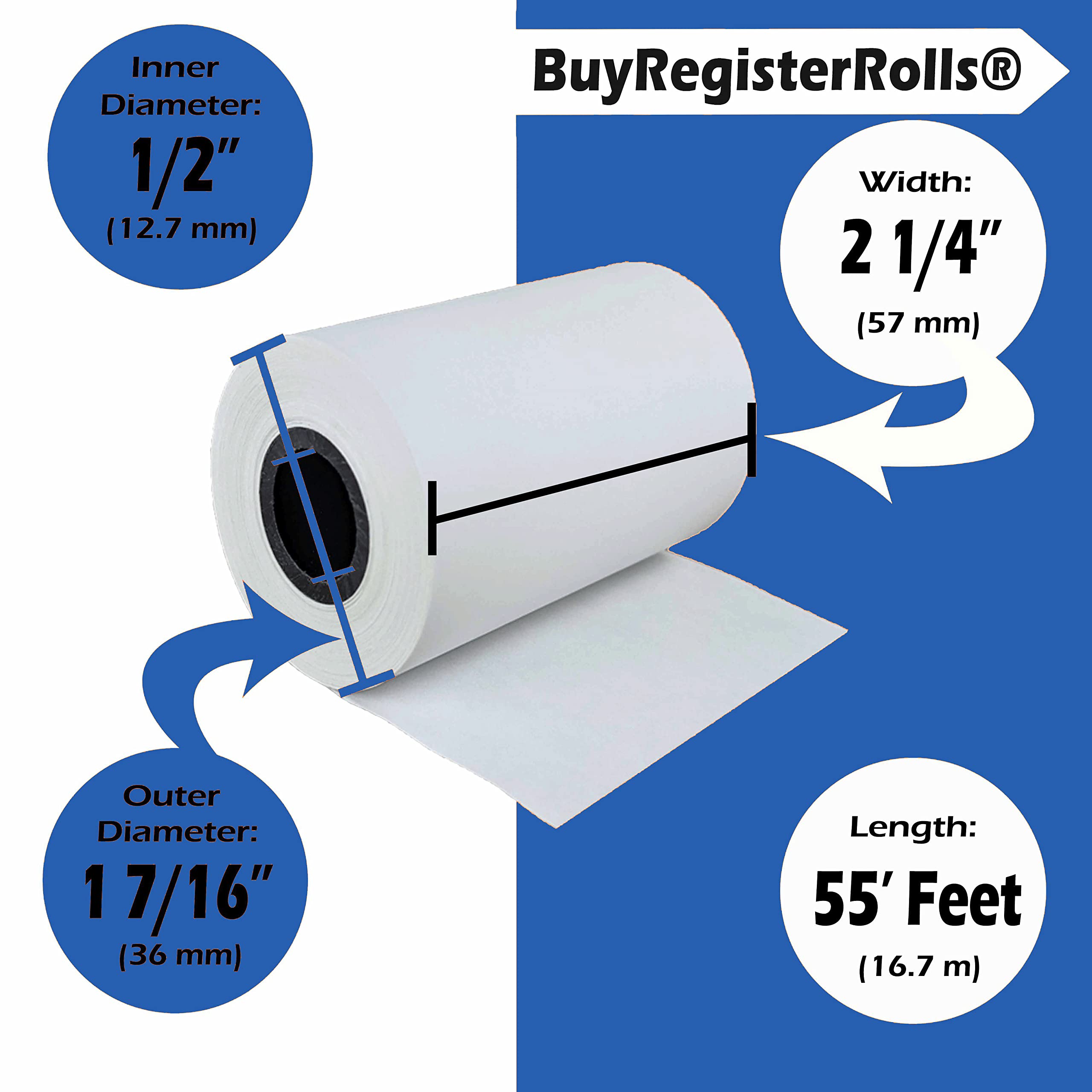 Clover Flex Receipt Paper 2 1/4 x 55 (10 rolls - 55 GSM) Thermal Paper from BuyRegisterRolls