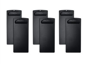 vinseen plastic clipboard, for memo, menu, credit card receipt, 4x9in, 6-pack (black)