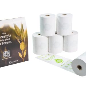 EcoChit Phenol-Free Thermal Receipt Paper Rolls, 3 1/8" x 200', Pre-Printed Eco-Friendly Message, Every Case Plants Two Trees, Case of 25