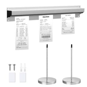 yhntgb 16 inch desk receipt holder aluminum slide check rack bill orders ticket holder tab aluminium display rail for kitchen restaurant office cafes bar pubs note organizer small business