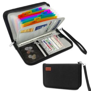 nordun 13 pockets receipt coupon organizer with card holder, mini expandable ticket storage & card case with labels,check/bill/invoice/cash sorter wallet,for home, purse