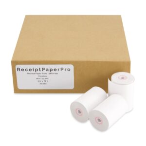 receiptpaperpro 2 1/4” x 72 ft coreless thermal paper receipt rolls for poynt c smart terminal v3.0, 25 rolls/case