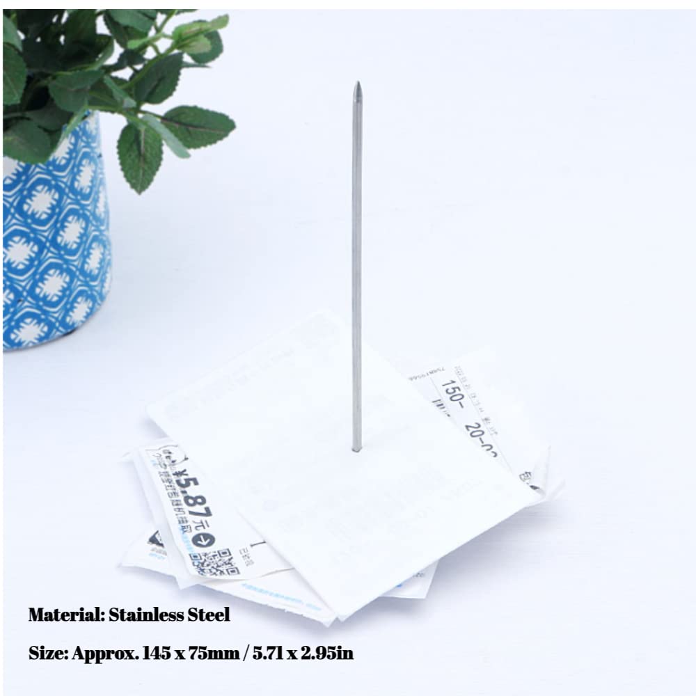 Hilitand Stainless Steel Straight Rod Paper Memo Holder with Clip Check Spindle Bill Fork Receipt Invoice Spike Stick Holder