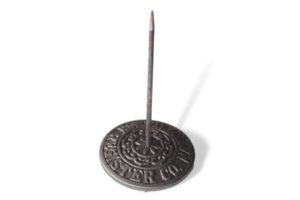 thorness vintage cast iron cash register receipt spike paperweight | desk receipt holder | restaurant paper holder | check spike | spindle rod bill holder | note spike for office home restaurant