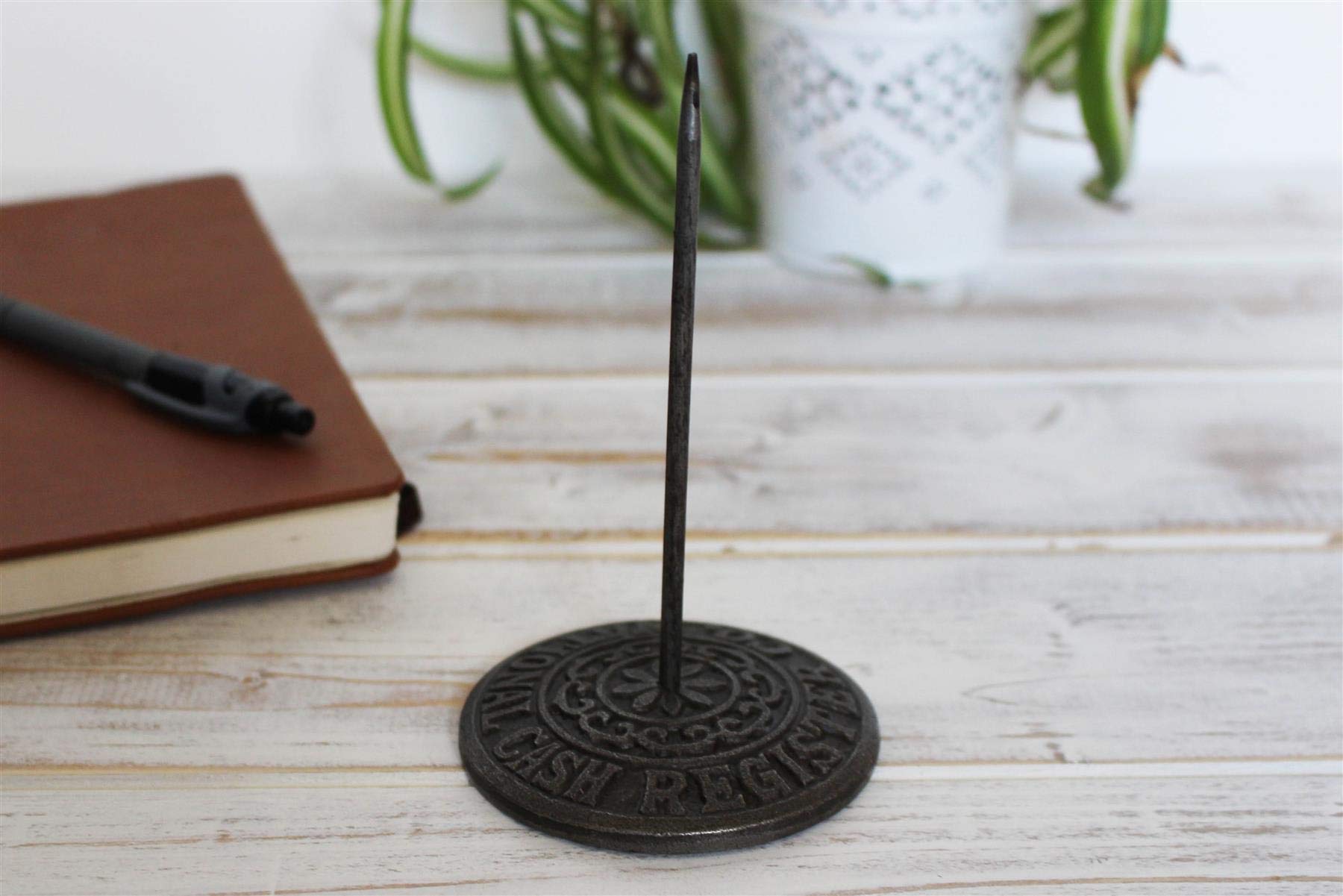 Thorness Vintage cast Iron Cash Register Receipt Spike Paperweight | Desk Receipt Holder | Restaurant Paper Holder | Check Spike | Spindle Rod Bill Holder | Note Spike for Office Home Restaurant