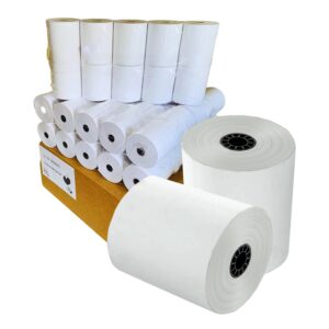 bam pos 3-1/8" x 230 thermal paper rolls - 48 gsm, bright white, bpa free - easy to use - pack of 50 rolls per case