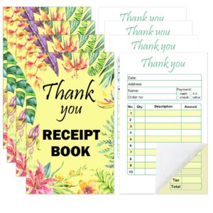 thank you receipt book for small business 3.5x5.5 inch receipt book order forms pad 2 part carbonless 50 sets sales receipt form, order invoice book invoice for office business supplies