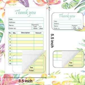 Thank You Receipt Book for Small Business 3.5x5.5 inch Receipt Book Order Forms Pad 2 Part Carbonless 50 Sets Sales Receipt Form, Order Invoice Book Invoice for Office Business Supplies